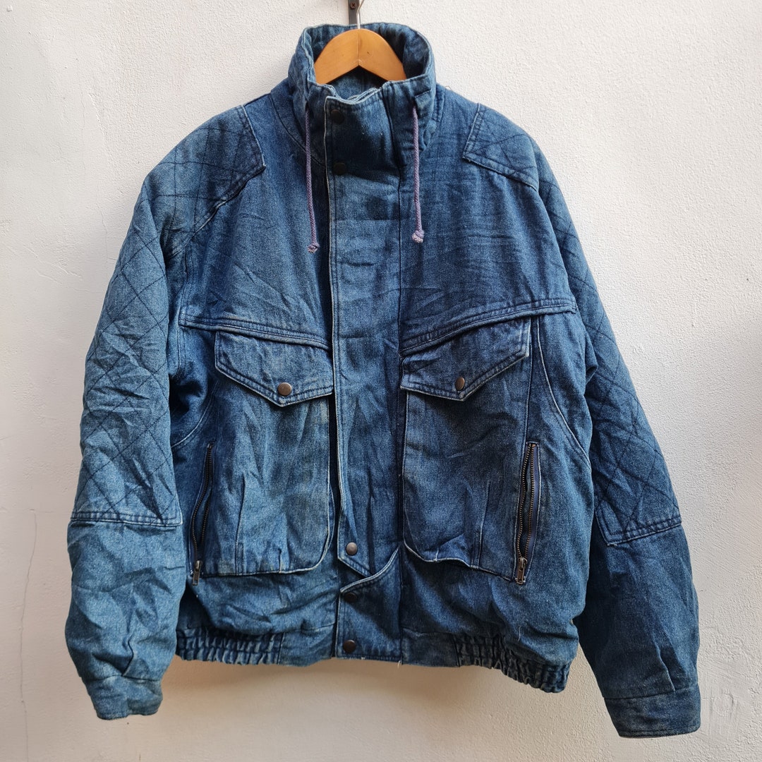 Rugged Run Vintage Heavy Denim Jacket, High Neck, , Size XL - Etsy