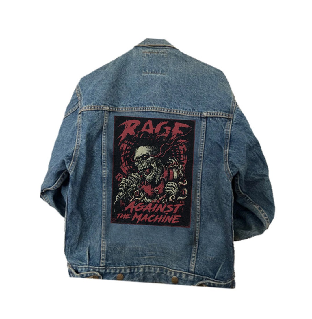 Retro 80s 90s Vintage Denim Jacket Rage Against the Machine Rock Band ...