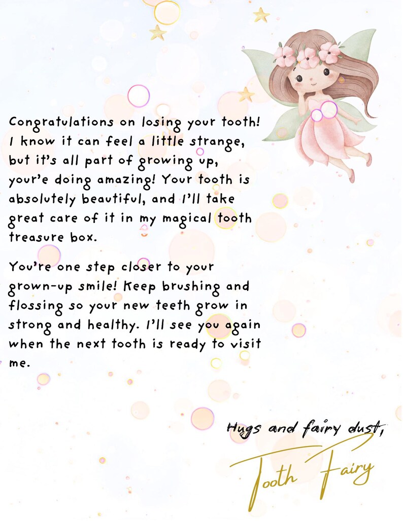 Tooth Fairy Printable Set: Certificate, Letter, Chart (instant Download ...