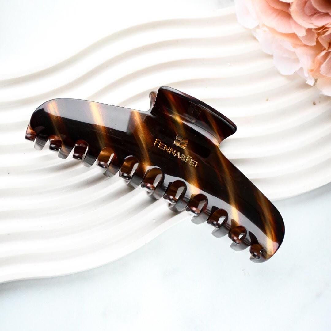XL Tigers Eye Claw Clip | Bronze, Brown & Gold Shimmer | Italian ...