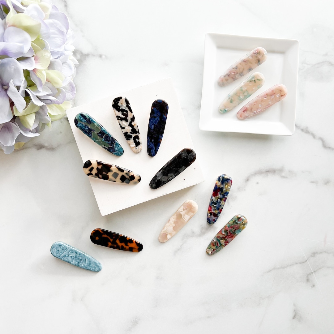 Waterdrop Alligator Hair Clips | 2 Pack Acetate Pearl Shell Tortoise ...