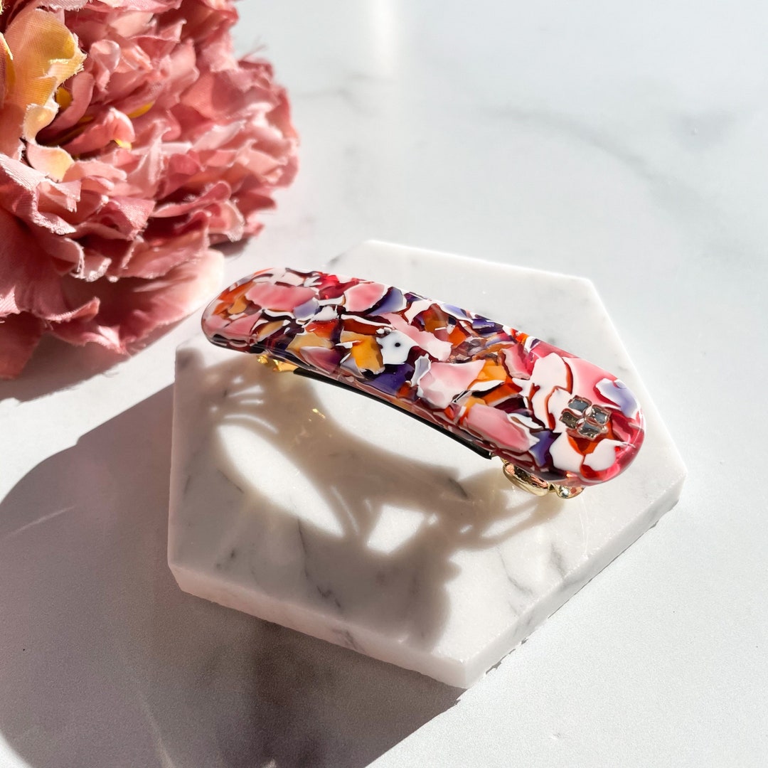 French Oval Barrette in Petal | Mazzucchelli Italian Acetate Double ...