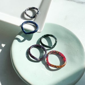 Heart Ring Collection| Chevron Acetate Stacking Resin Ring - Etsy