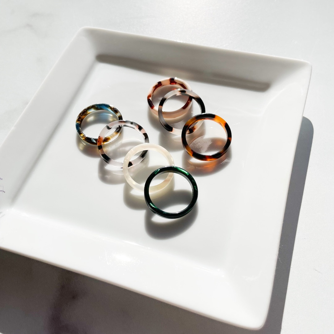 Flat Ring Collection | Tortoise Shell Acetate Resin Stacking Rings ...