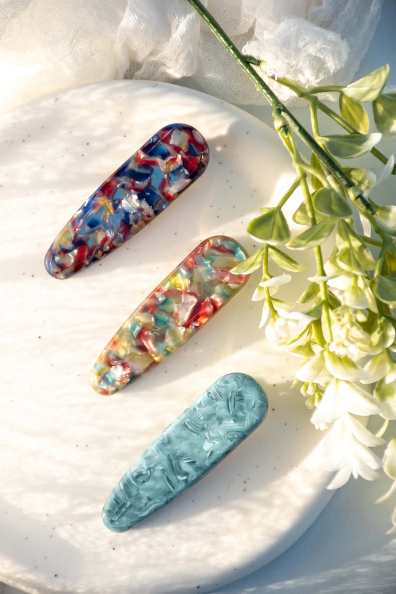 Waterdrop Alligator Hair Clips | 2 Pack Acetate Pearl Shell Tortoise ...
