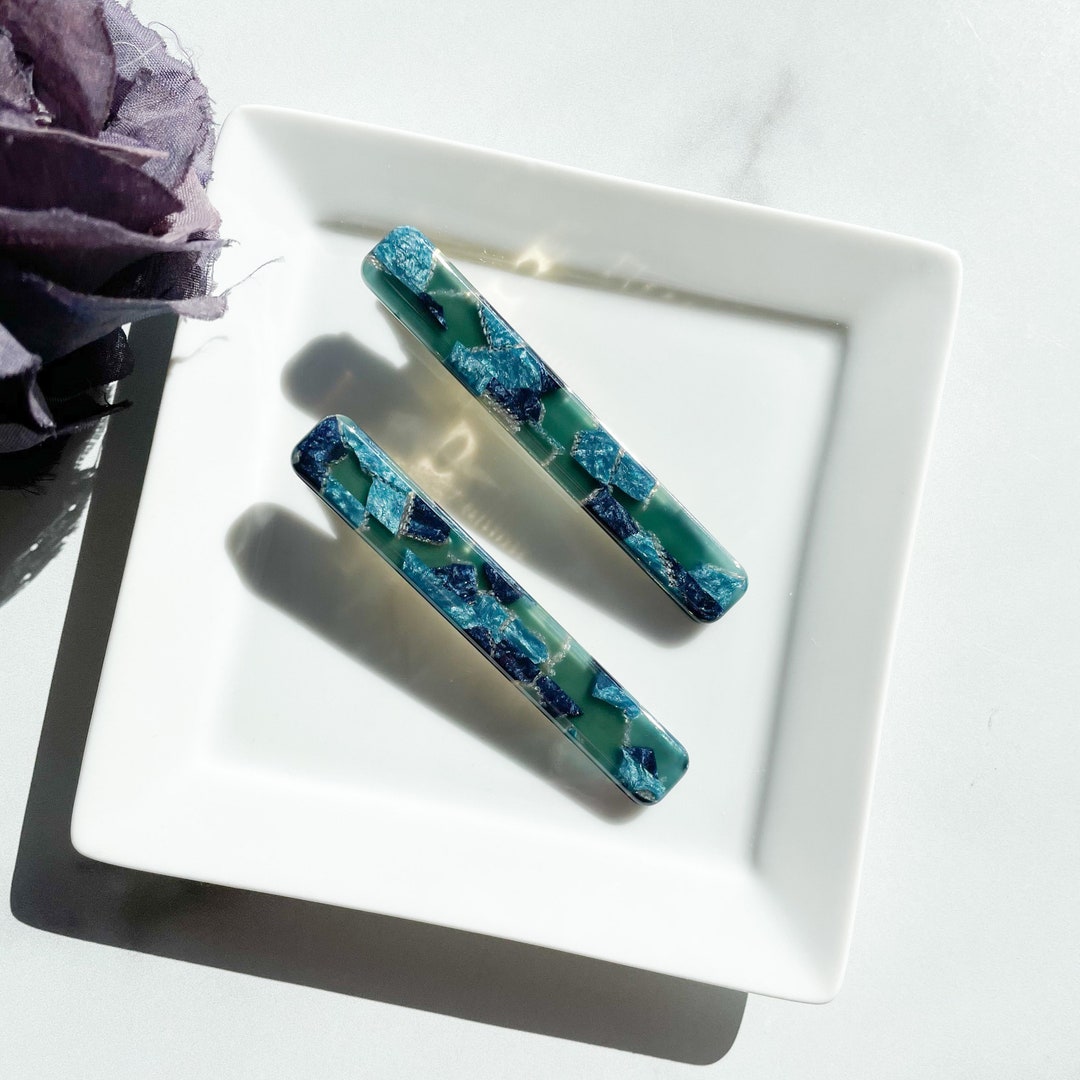 Cerulean Blue Hair Clips | Cellulose Acetate Alligator Clips, 2 Pack - Etsy