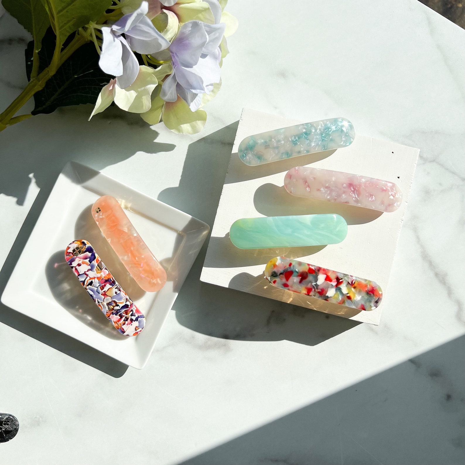 Oval French Barrette Collection | Hair Clip Shell Rectangle Snap ...