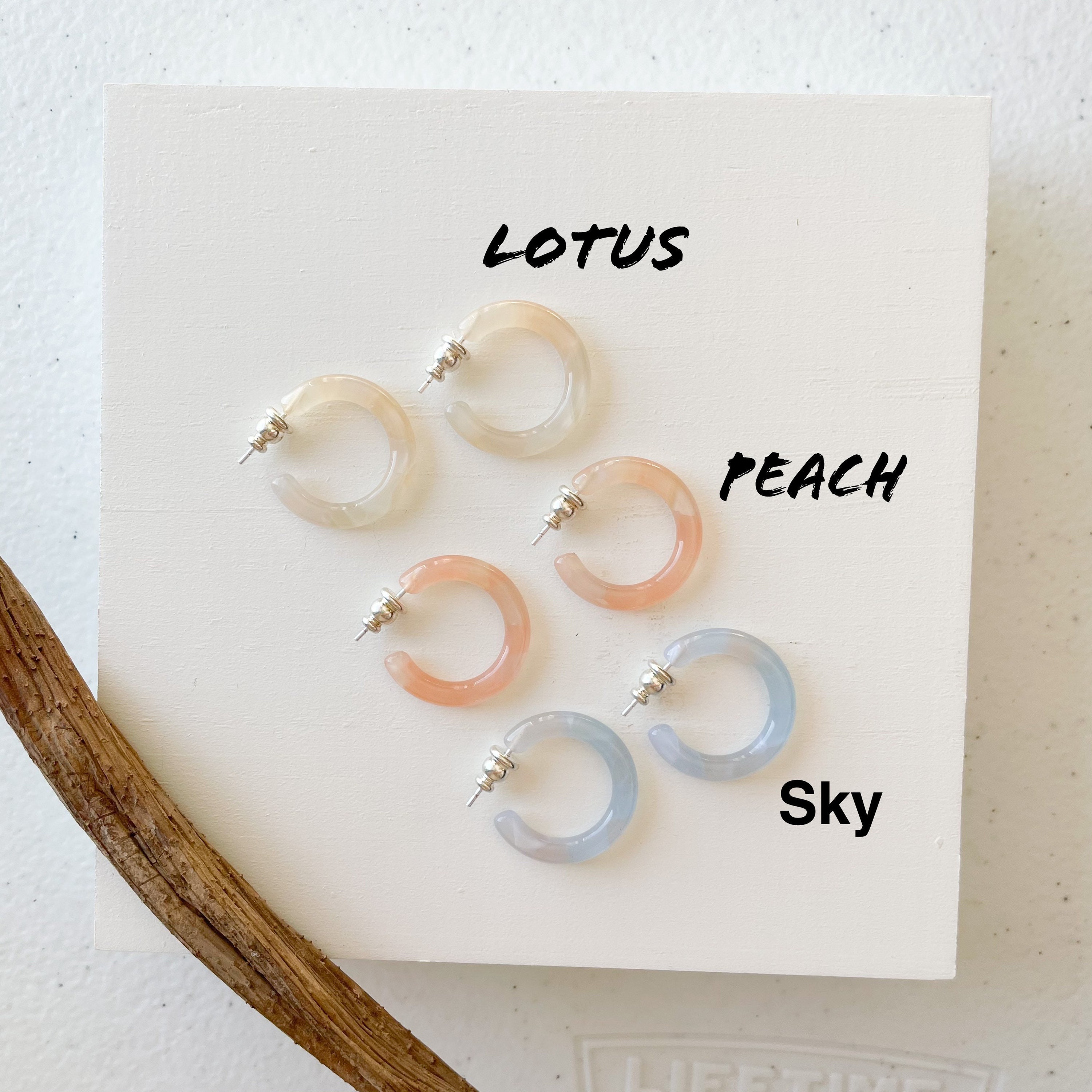 Ultra Mini Hoops in Sky Lotus and Peach Cellulose Acetate - Etsy