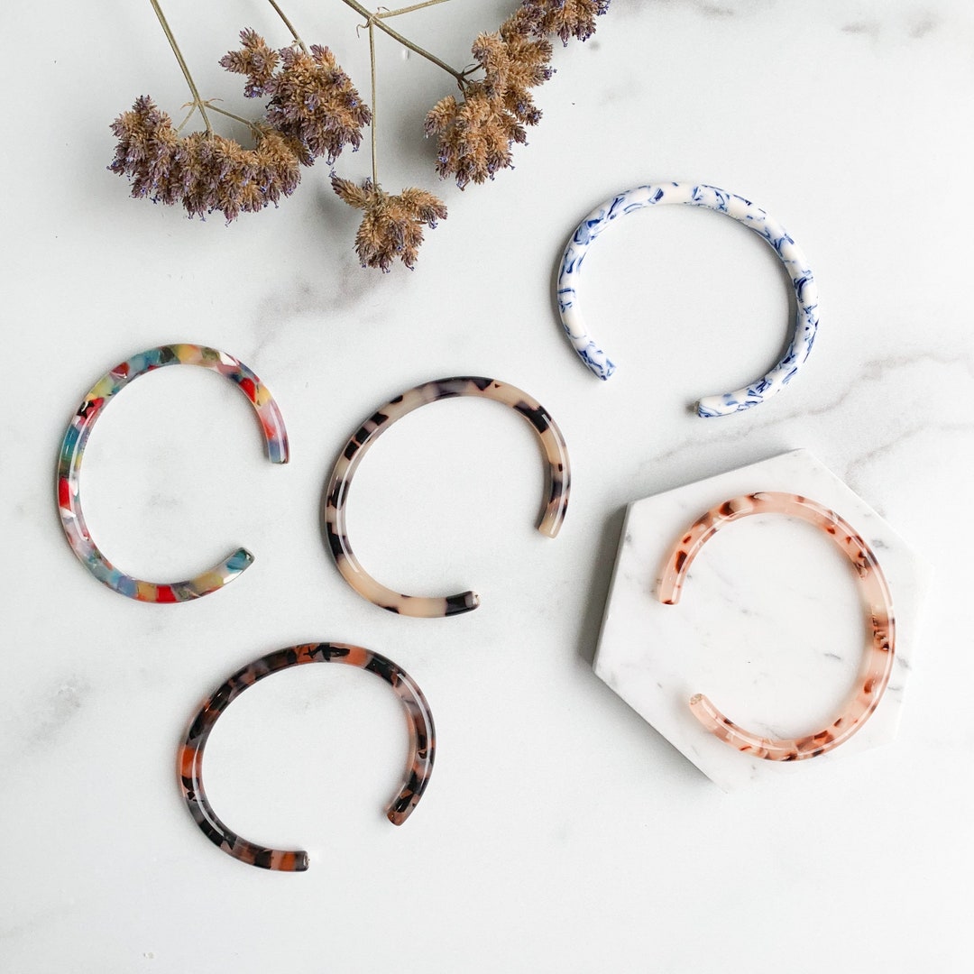 2 Pack - Colorful Acetate Bangle Cuff | Lightweight Resin Bracelet - Etsy