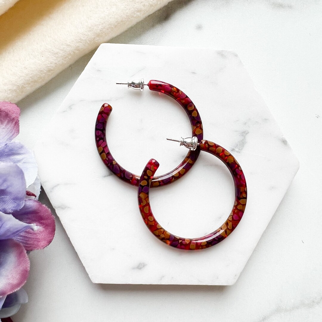 40mm Thin Round Hoops in the Hydrangea Collection Large Hoop Earrings ...