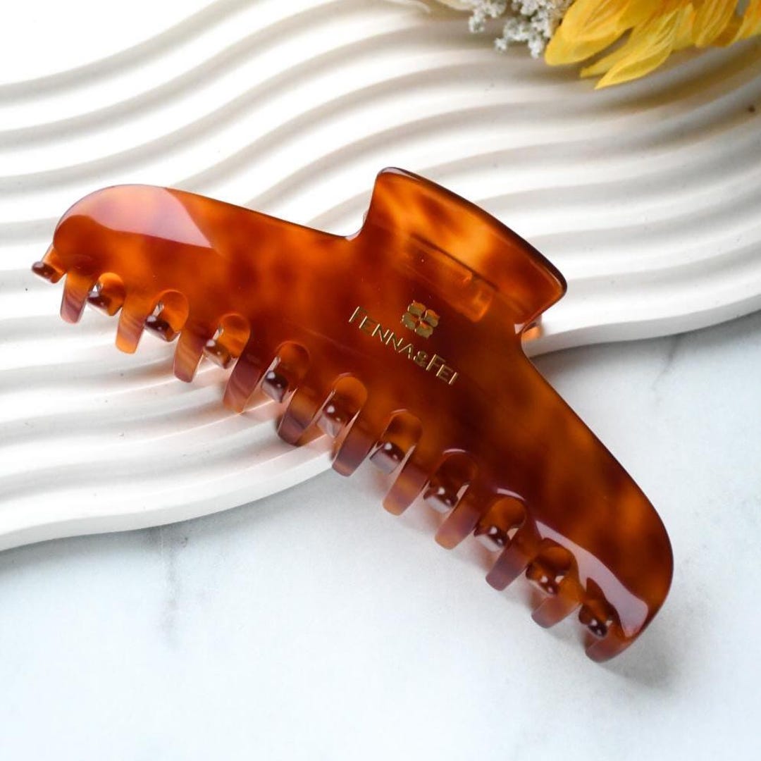 XL Italian Acetate Hair Claw Clip | Burnt Orange Tortoise Shell - Etsy