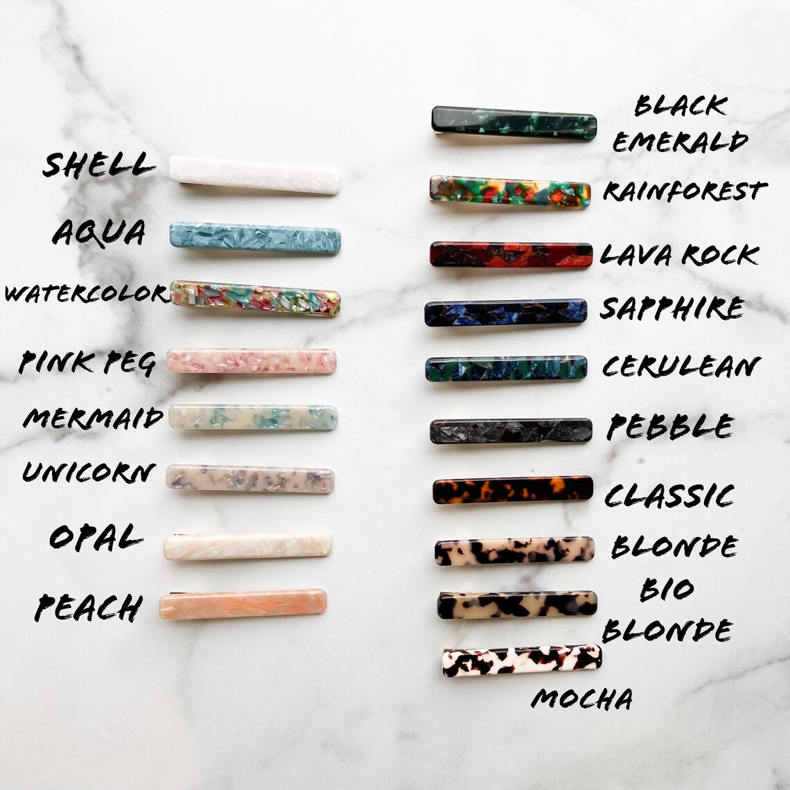 Long Rectangle Hair Clips 3 Pack Set Acetate Gold Stainless - Etsy