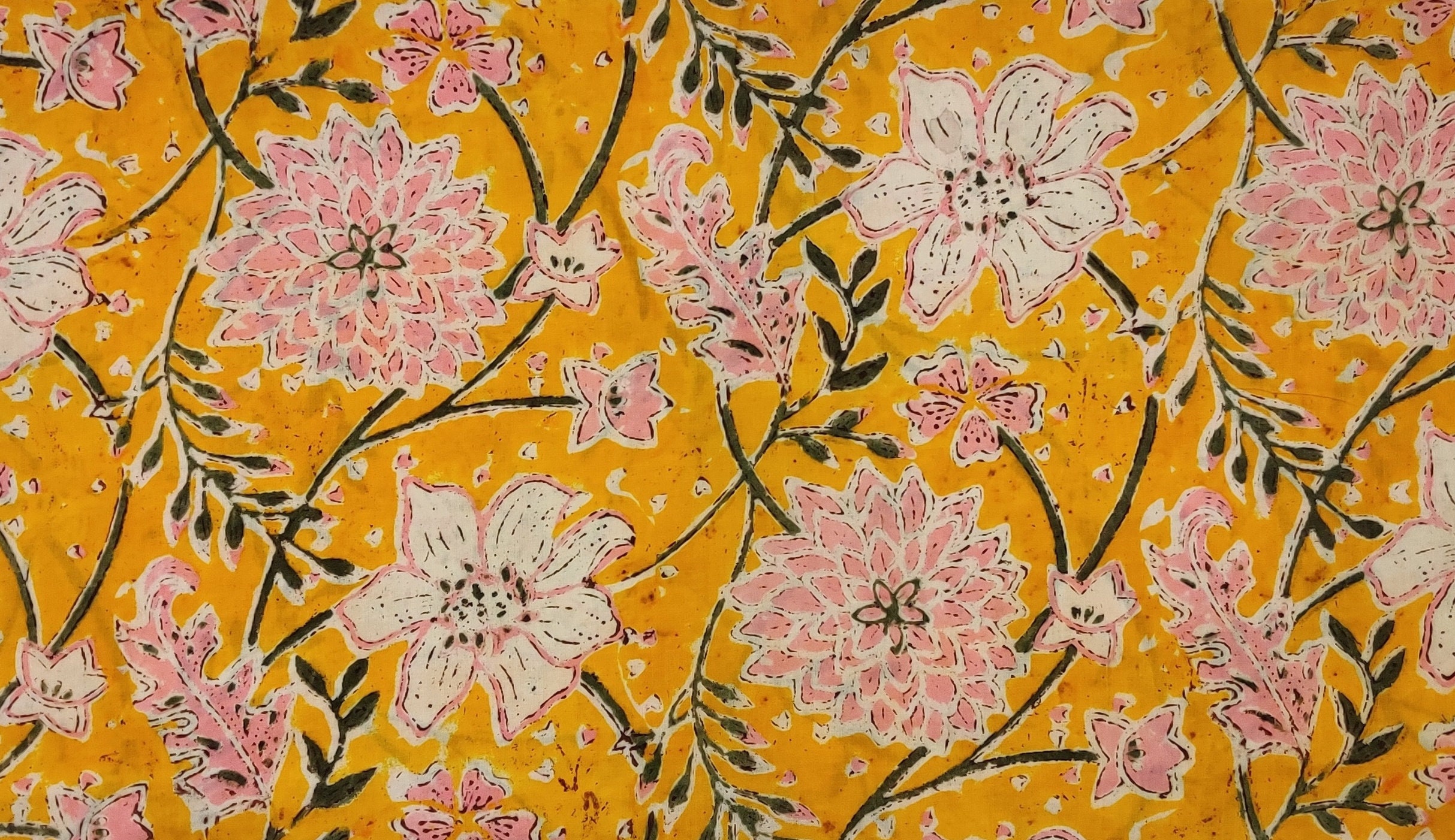 Flower Block Print Fabric Indian Handmade Running Fabric - Etsy