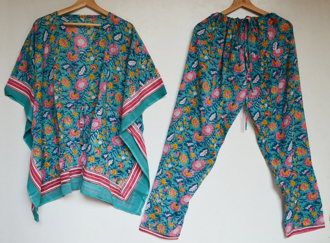 Women Cotton Night Wear Dress, Indian Cotton Night Suit, Handmade ...