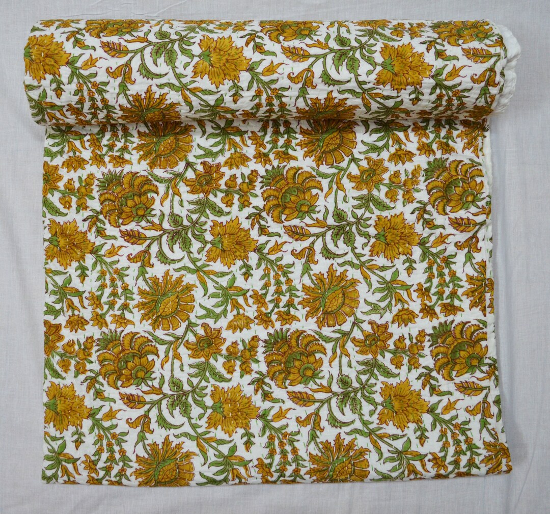 New Indian 100% Cotton Handmade Ethnic Applique Ralli Kantha Quilt ...