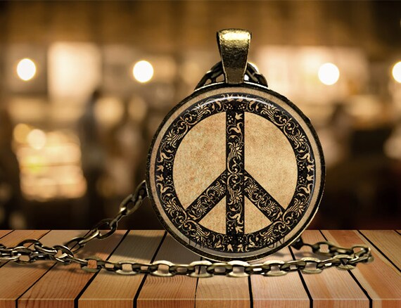 Peace Sign Buddhism Pendant Peace Sign Buddhism Jewelry | Etsy UK