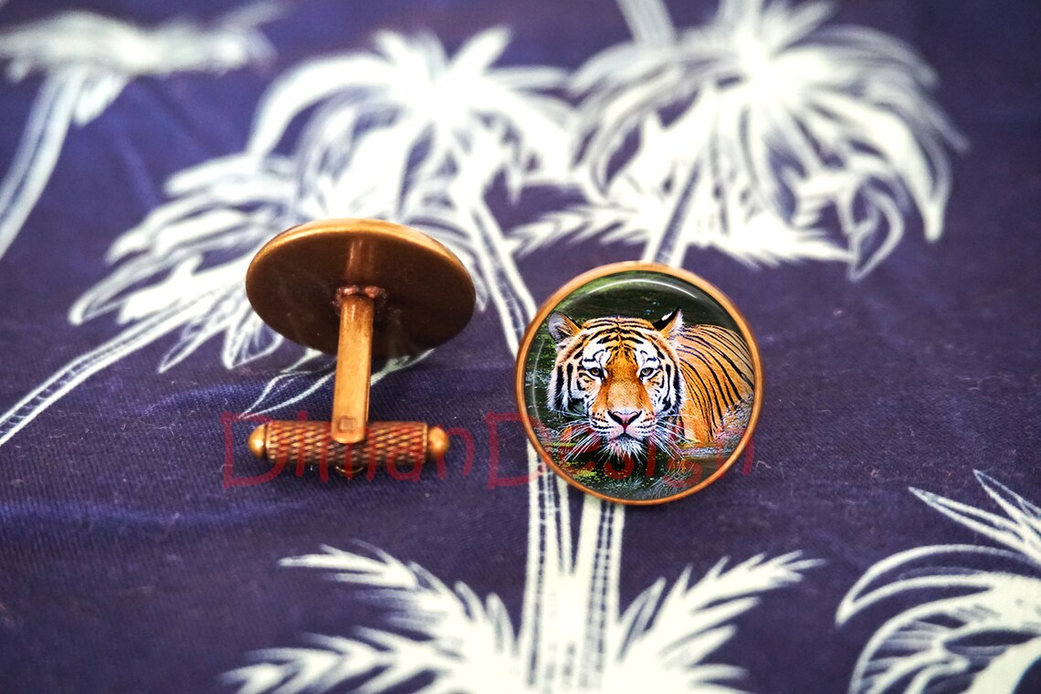 Tiger Cufflinks Tiger Jewelry Hunter Cufflinks - Etsy UK