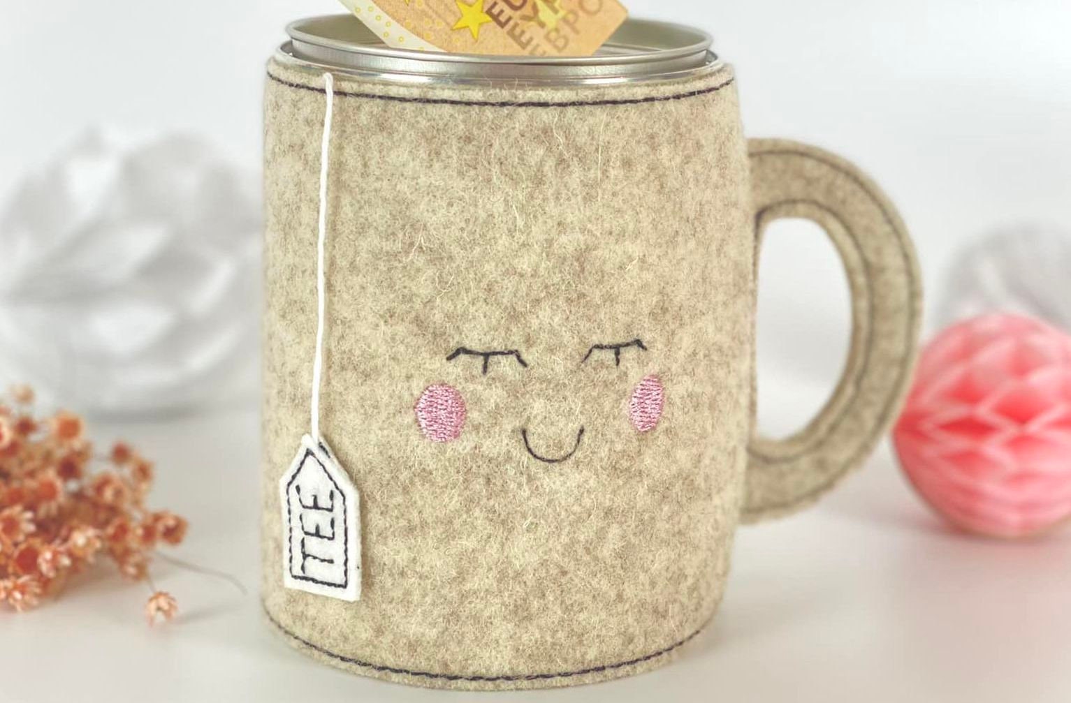 Cute Mugs for Money Box Banderoles - ITH Embroidery File - Etsy