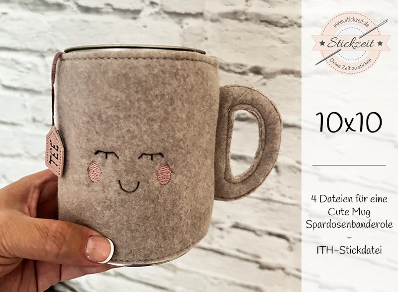 Cute Mugs for Money Box Banderoles - ITH Embroidery File - Etsy