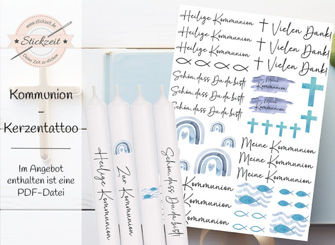 Communion Blue Candle Tattoo - Etsy