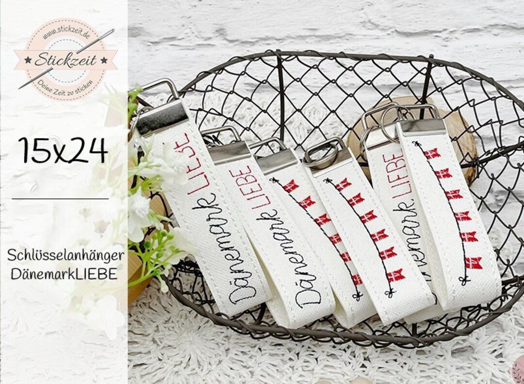 Keychain Ribbon Denmark LOVE ITH Embroidery File - Etsy
