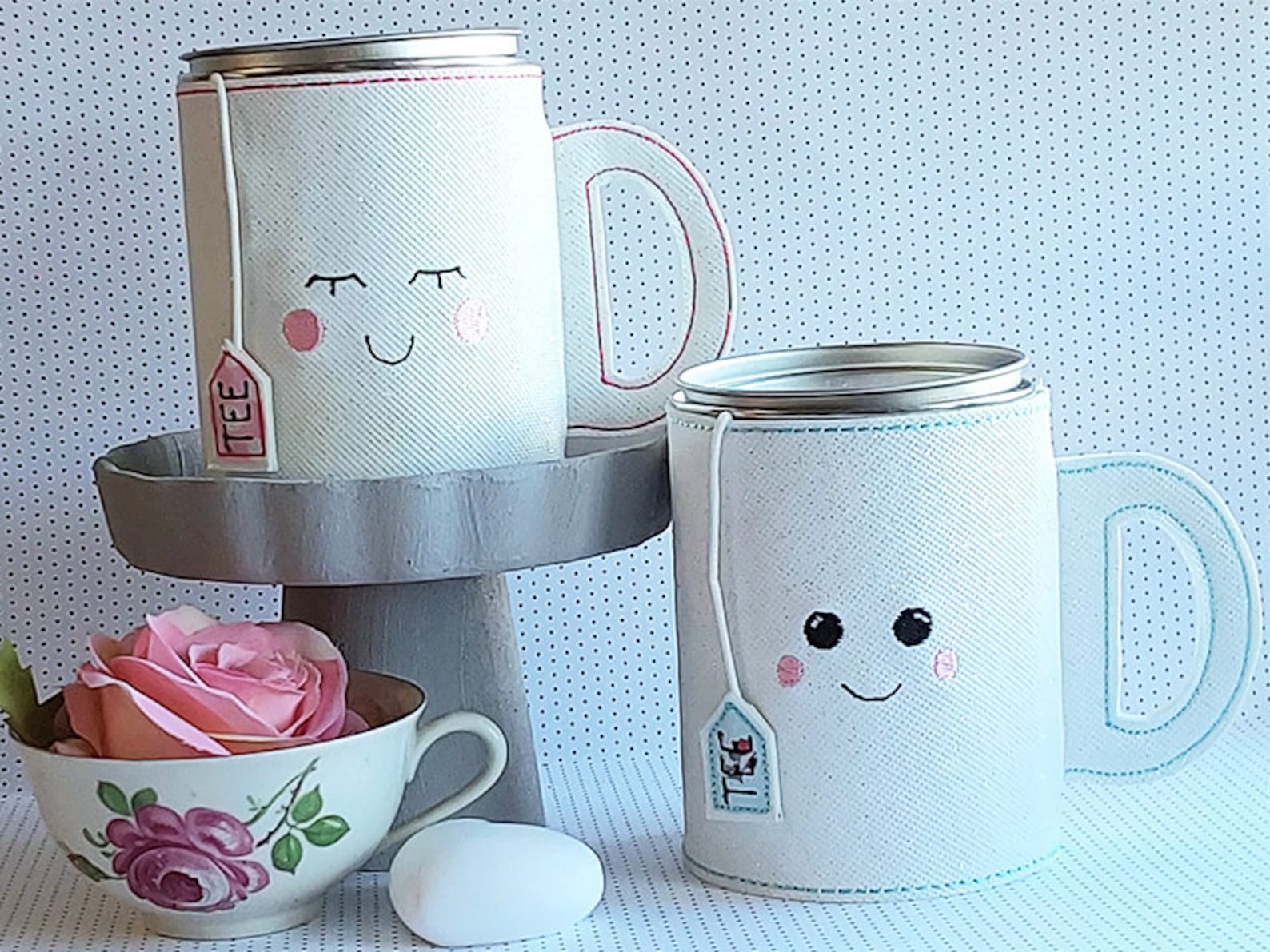 Cute Mugs for Money Box Banderoles - ITH Embroidery File - Etsy