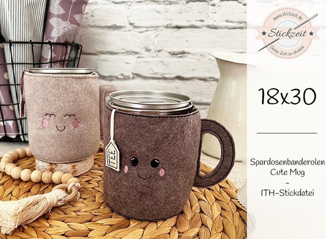 Cute Mug Money Box Banderole ITH Embroidery File - Etsy