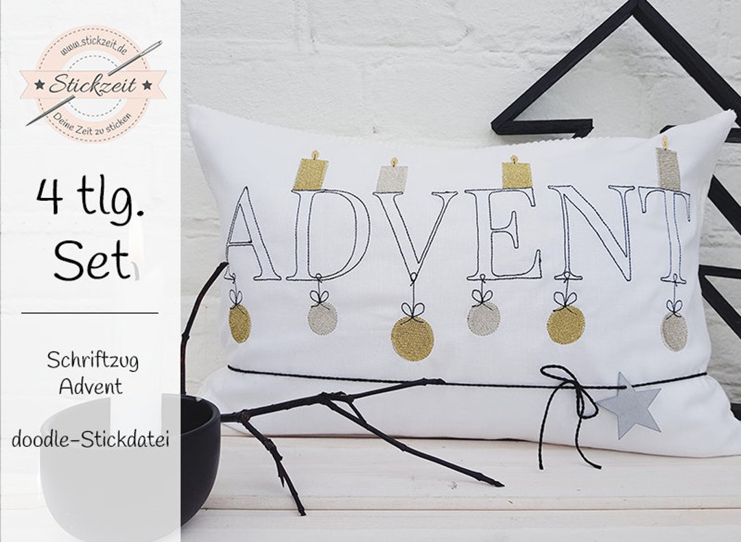 Advent Lettering Doodle Embroidery File - Etsy