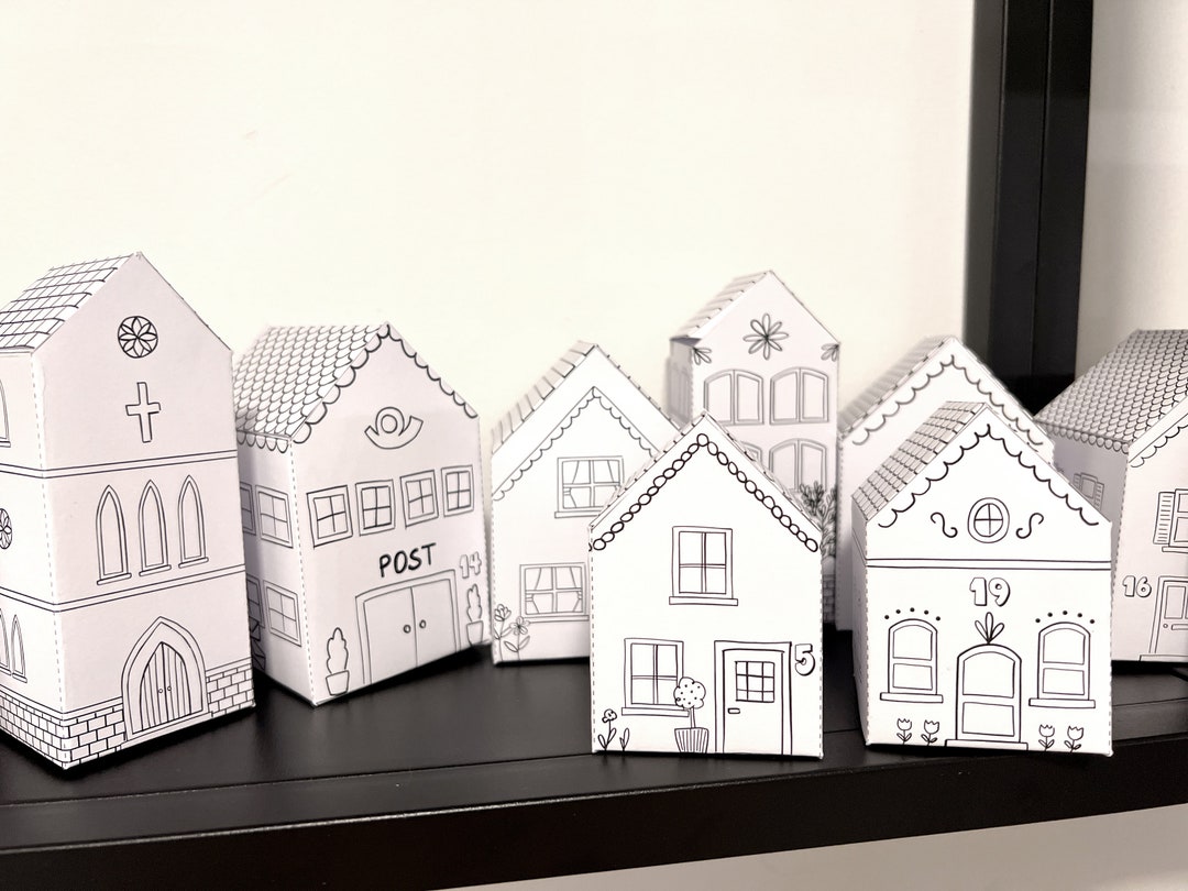 Advent Calendar Little House Craft Set Village to Color in as a PDF to ...