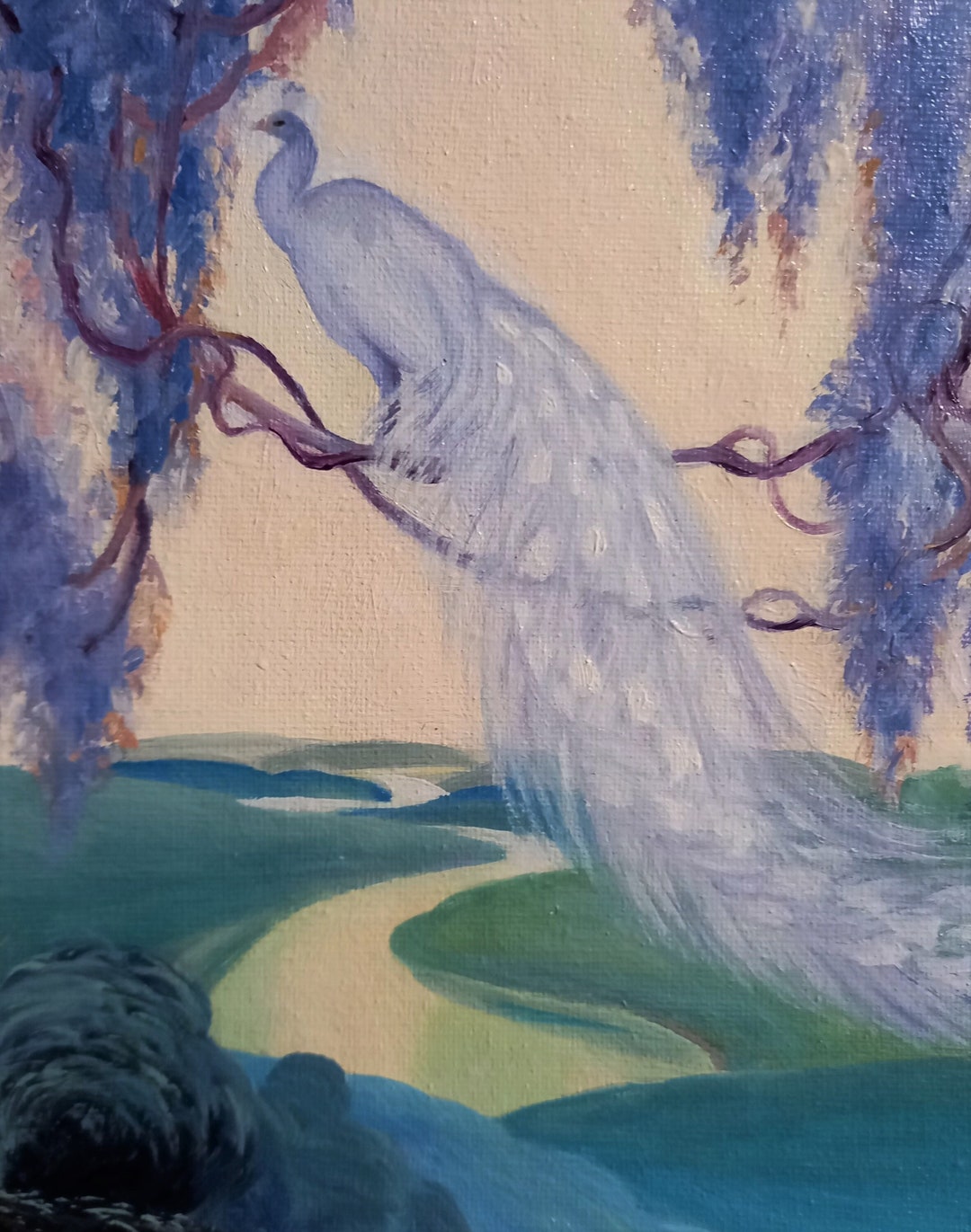 White Peacock Oil Painting, Original Artwork, Authentic One-of-a-kind ...