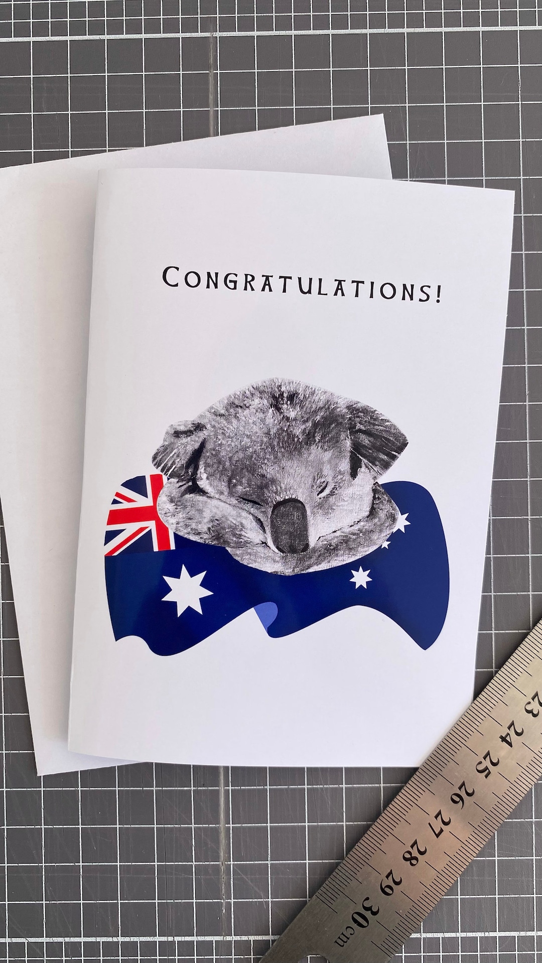 Congratulations Greeting Card, Koala Sleeping on Australian Flag, PR Citizenship Greeting Card ...