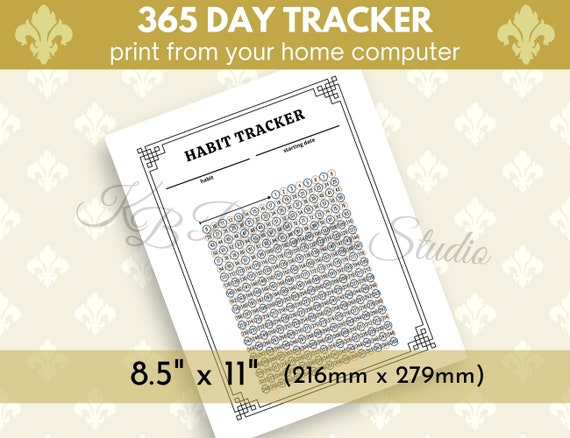 365 Day Habit Tracker Goal Tracker Health and Fitness Chart - Etsy