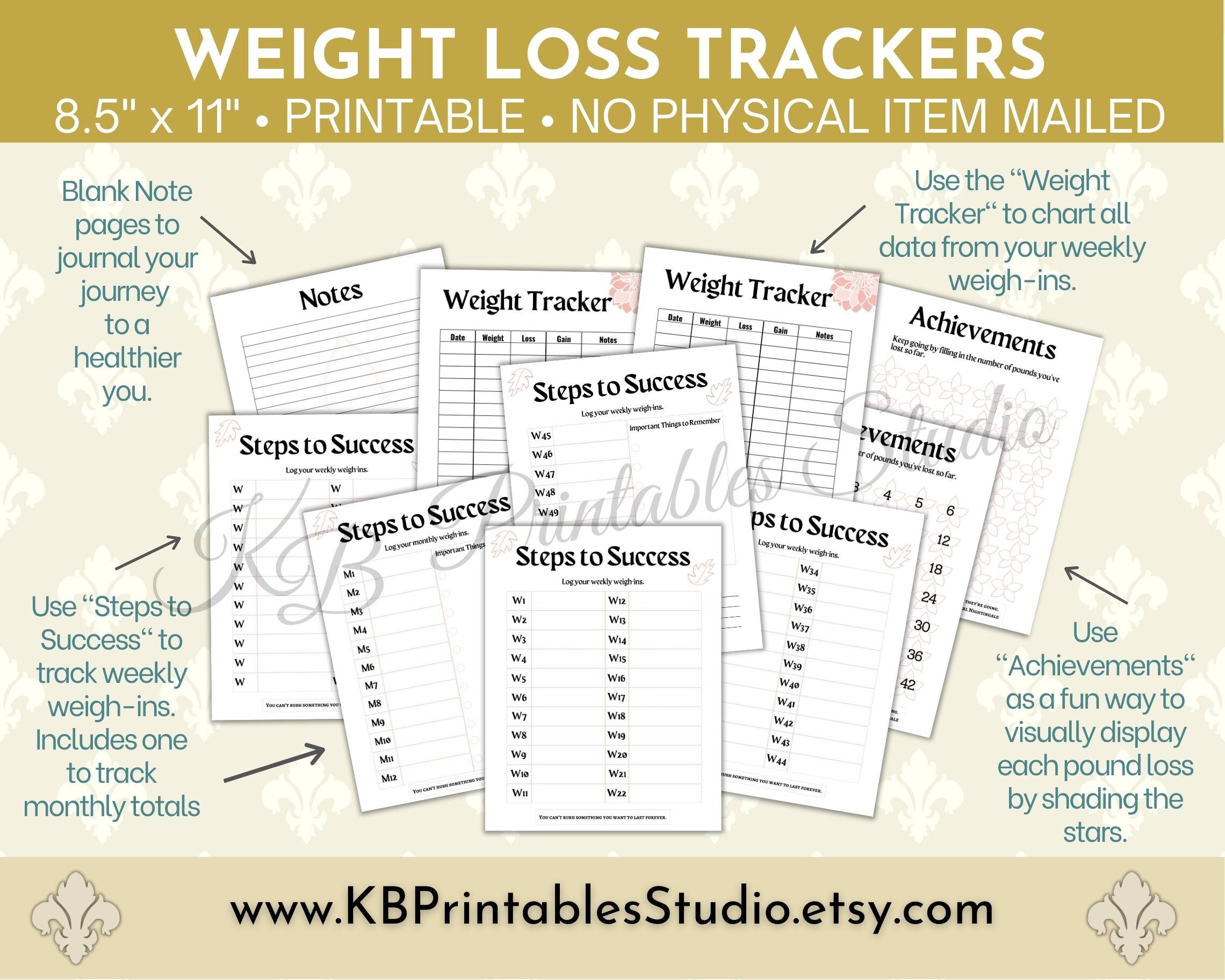 Weight Loss Tracker, Weigh-in Chart, Weight Loss Planner, Printable ...