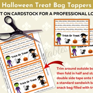 Printable Treat Bag Topper, Halloween Treat Bags, Trick or Treat Bag ...