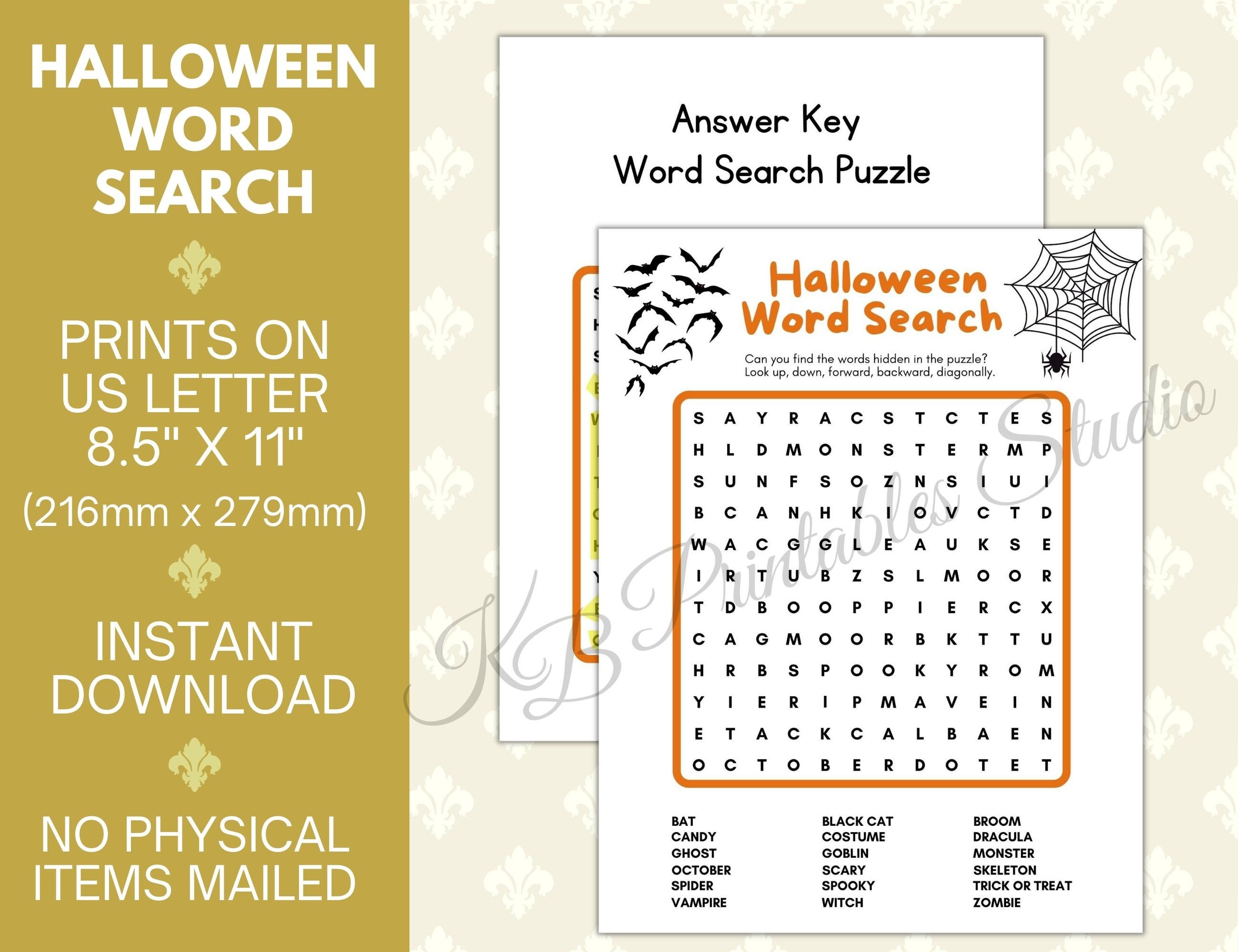 Halloween Word Search Puzzle, Kids Activity (printable) - Etsy
