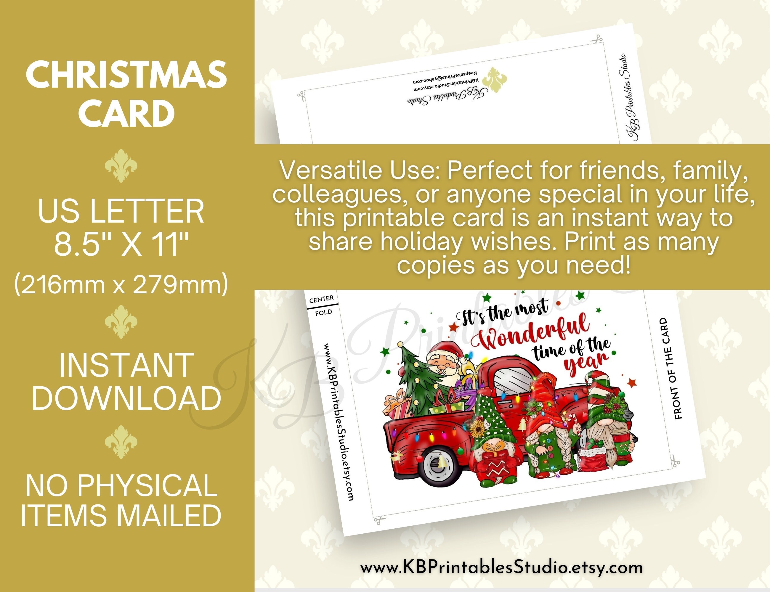 Printable Christmas Card Red Truck Christmas Santa Truck - Etsy