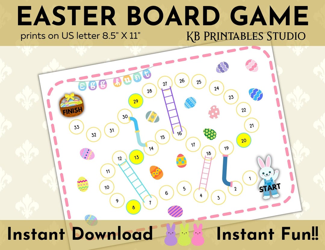 Easter Board Game, Printable Easter Game for Kids, Printable Children's ...