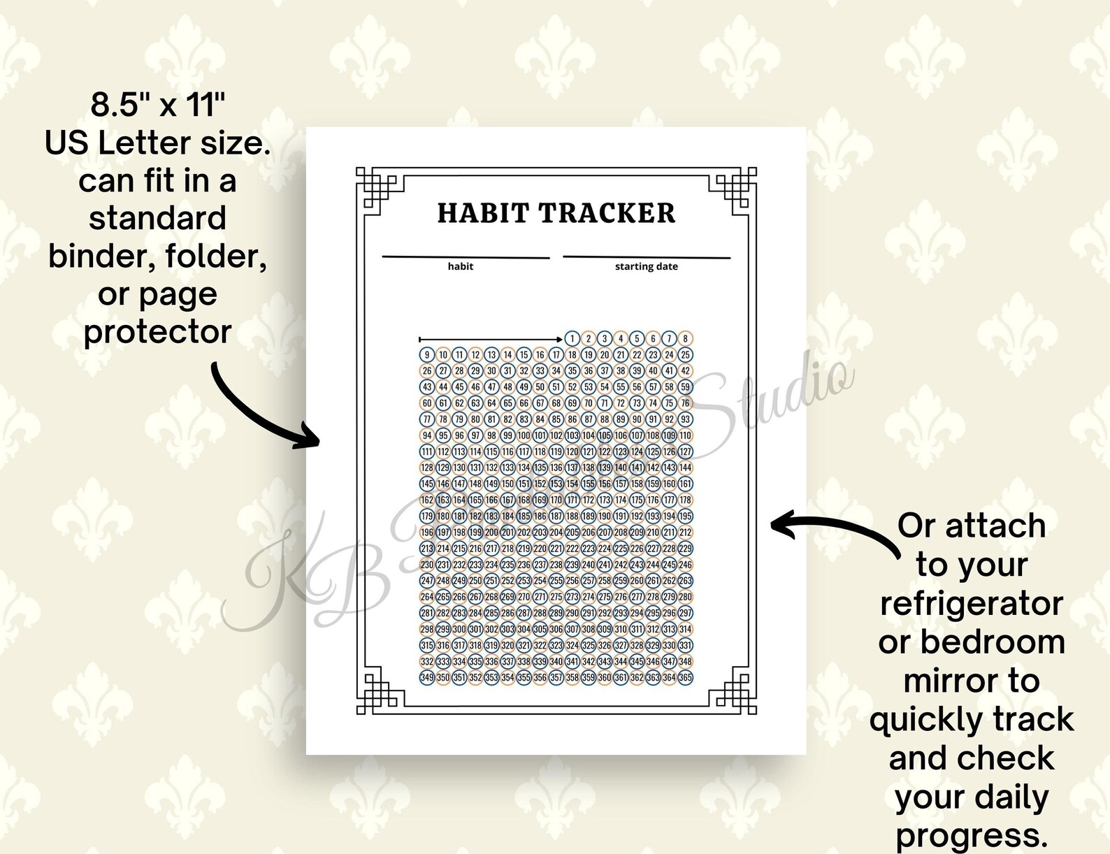 365 Day Habit Tracker, Goal Tracker, Health and Fitness Chart, Year to ...
