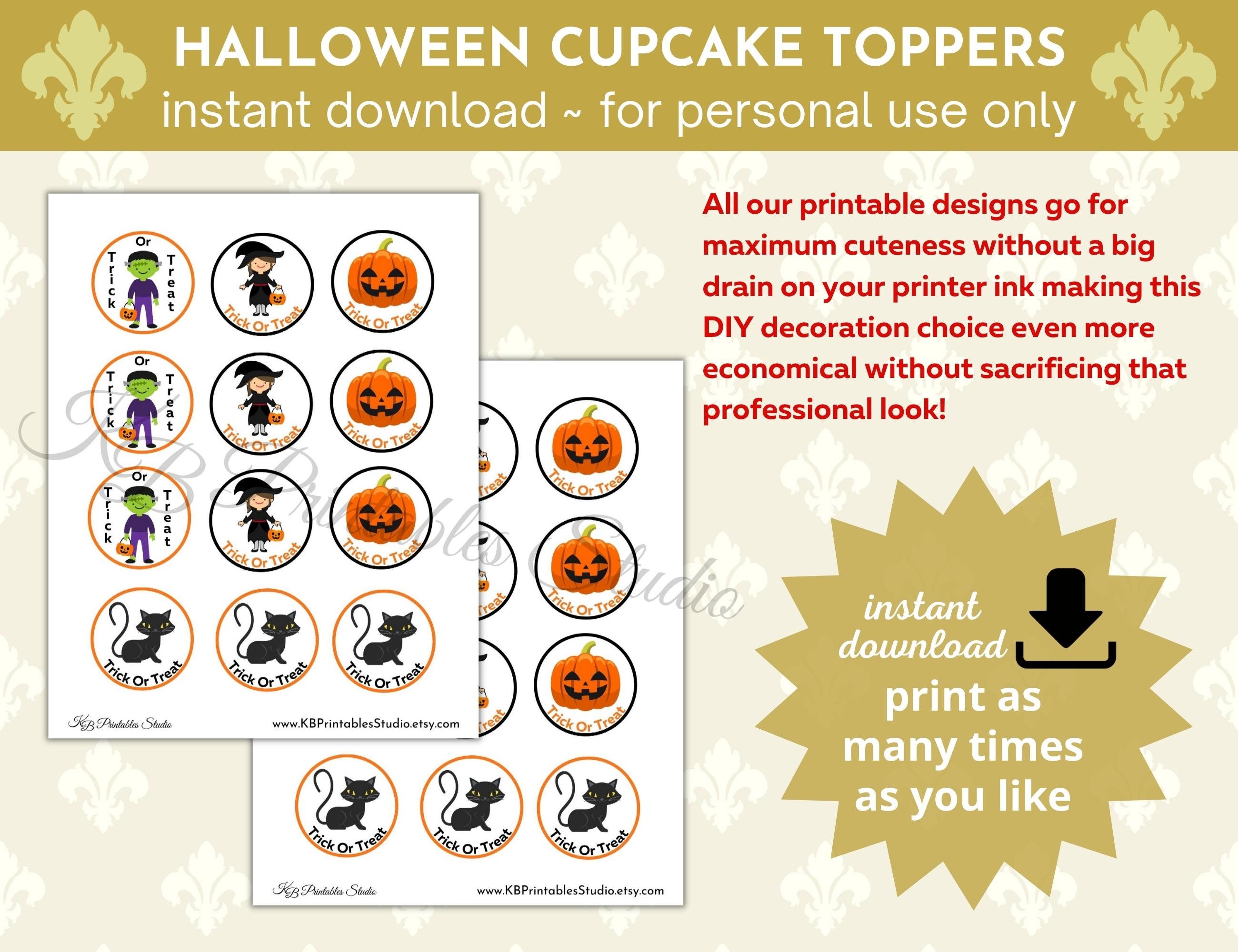 Halloween Printable Cupcake Toppers Halloween Cupcakes Etsy