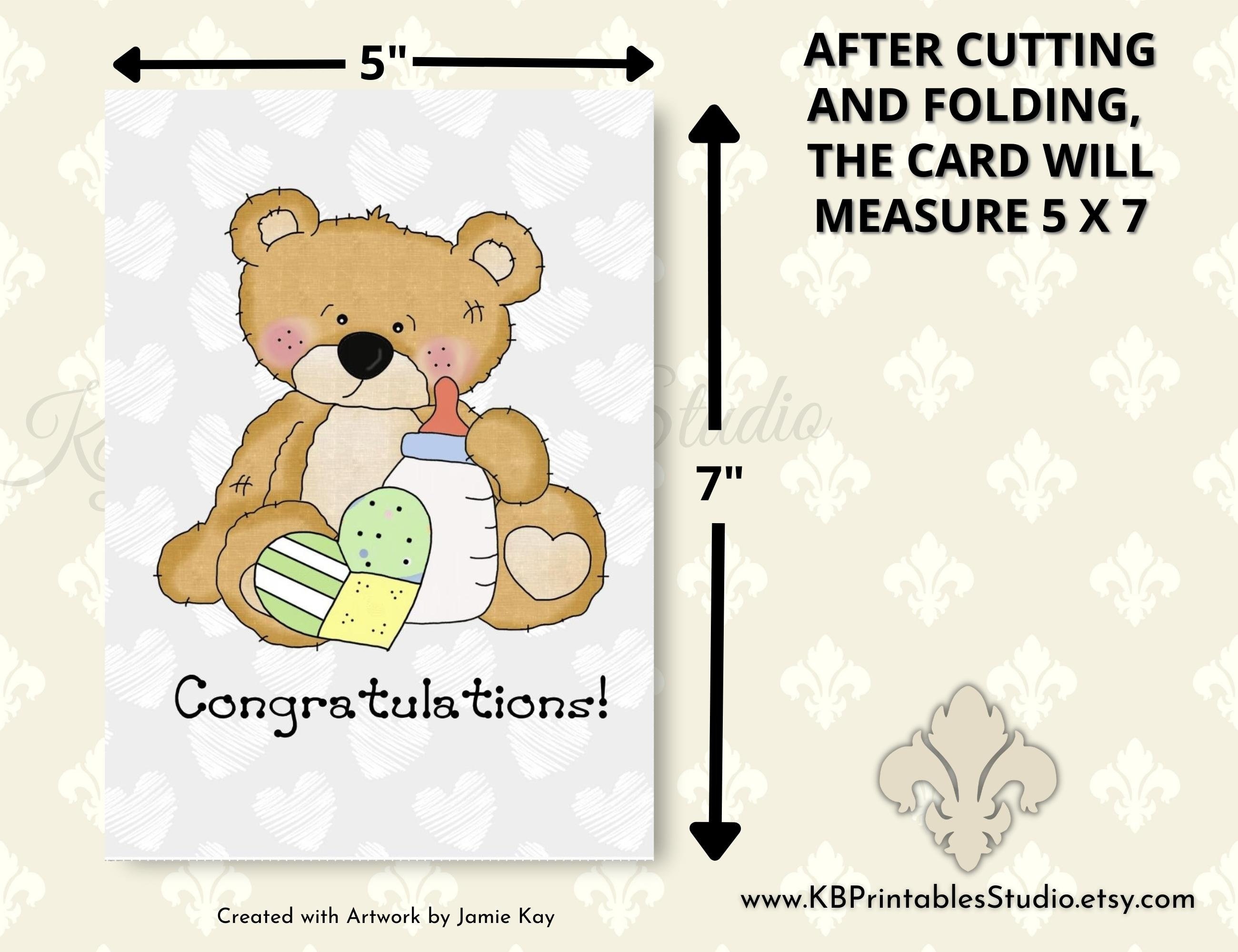 Printable Teddy Bear Card New Baby Card Baby Boy Card Baby - Etsy