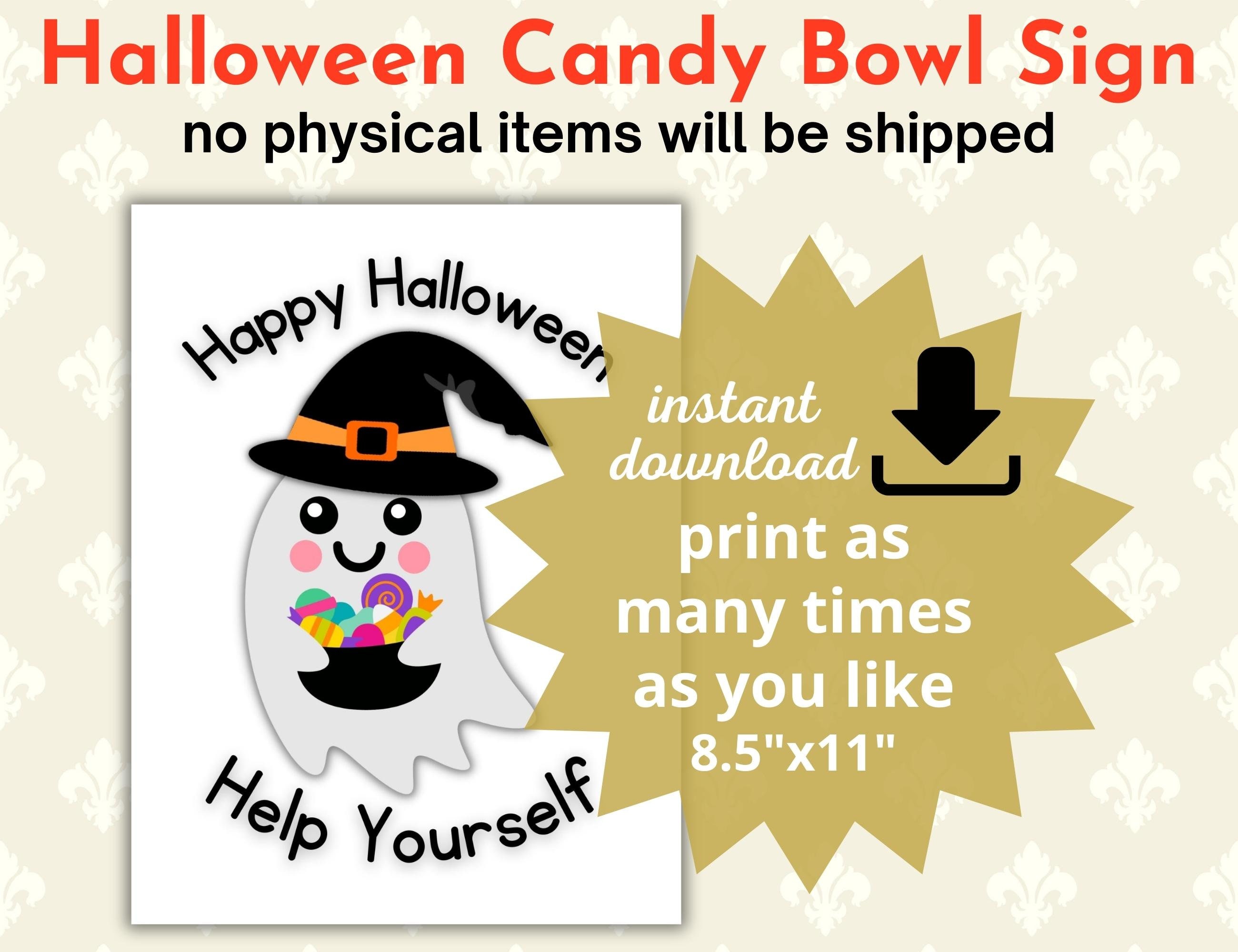 Halloween Candy Bowl Sign, Trick or Treat Sign, Help Yourself Candy ...