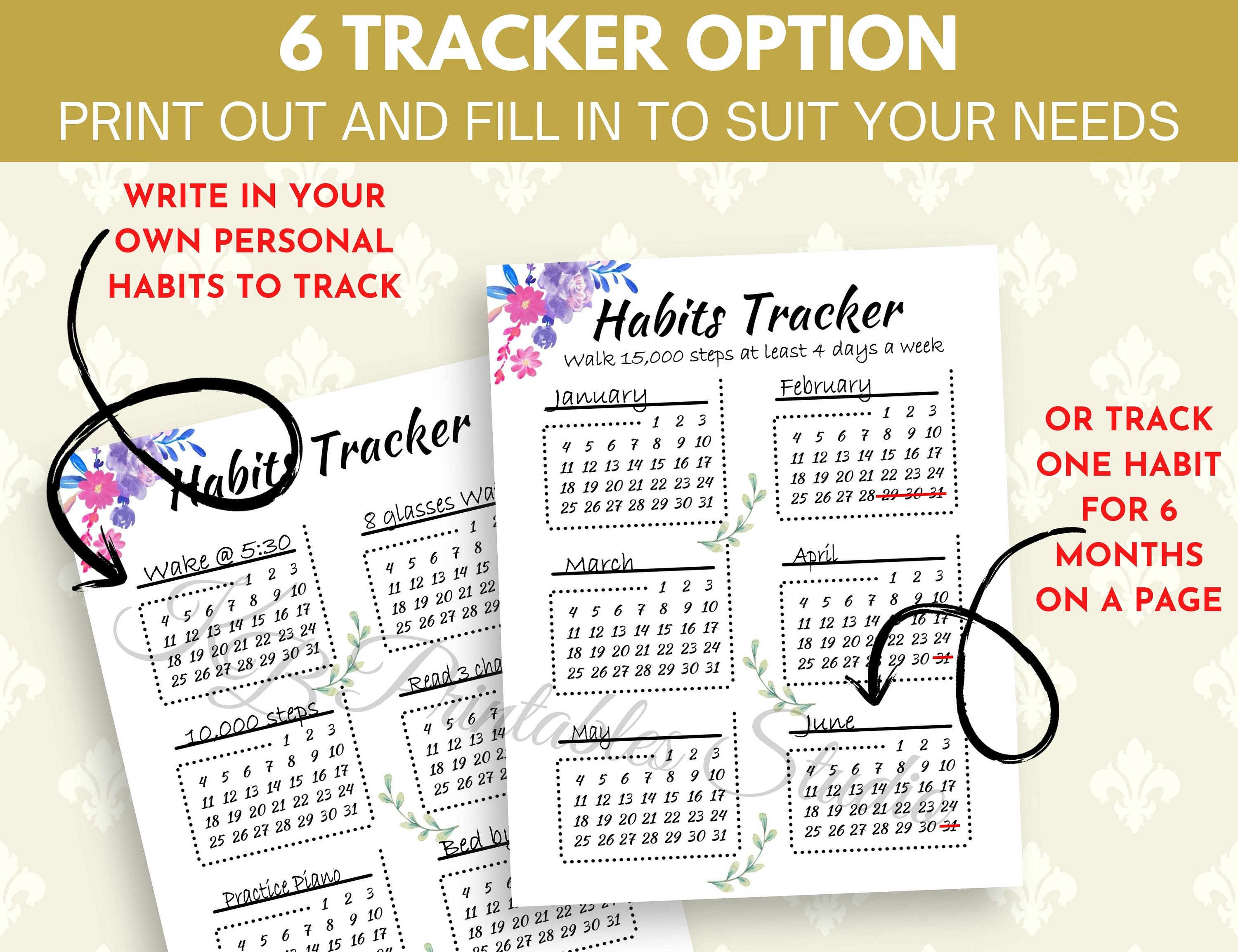 6-in-1 Mini Habits Tracker, Health and Fitness Printable (digital ...