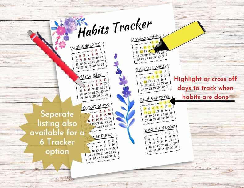 Habit Tracker, 8 in 1 Mini Habit Tracker, Health and Fitness Chart ...