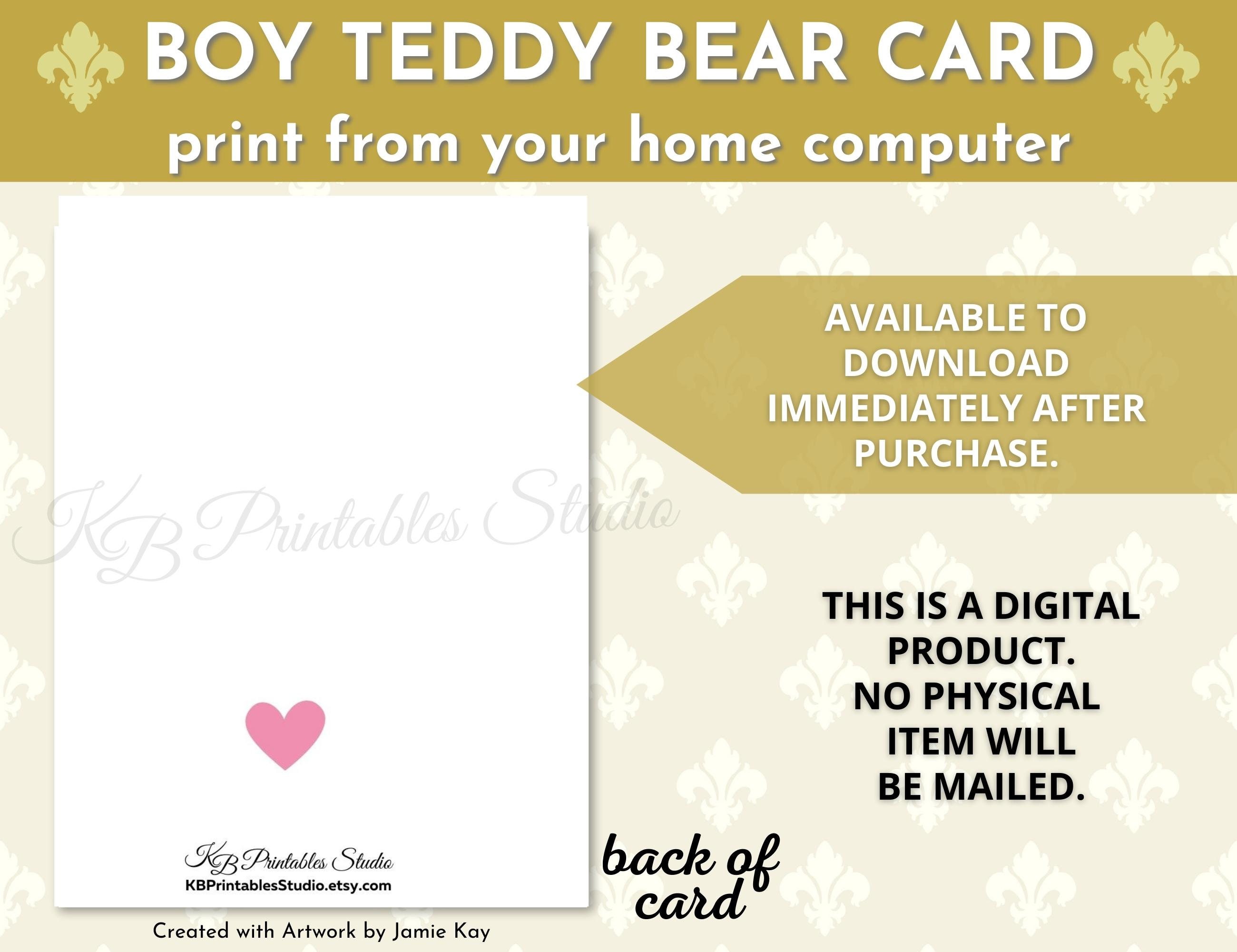 Printable Teddy Bear Card New Baby Card Baby Boy Card Baby - Etsy