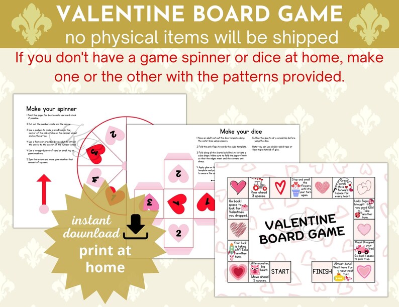 Valentine Board Game, Printable Children's Valentine's Game, Printable ...