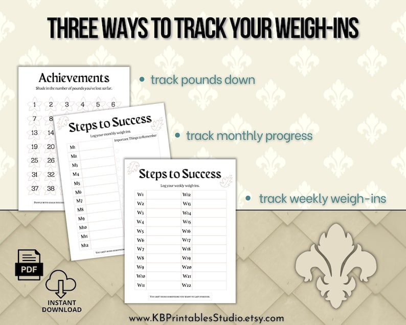 Weight Loss Tracker, Weigh-in Chart, Weight Loss Planner, Printable ...
