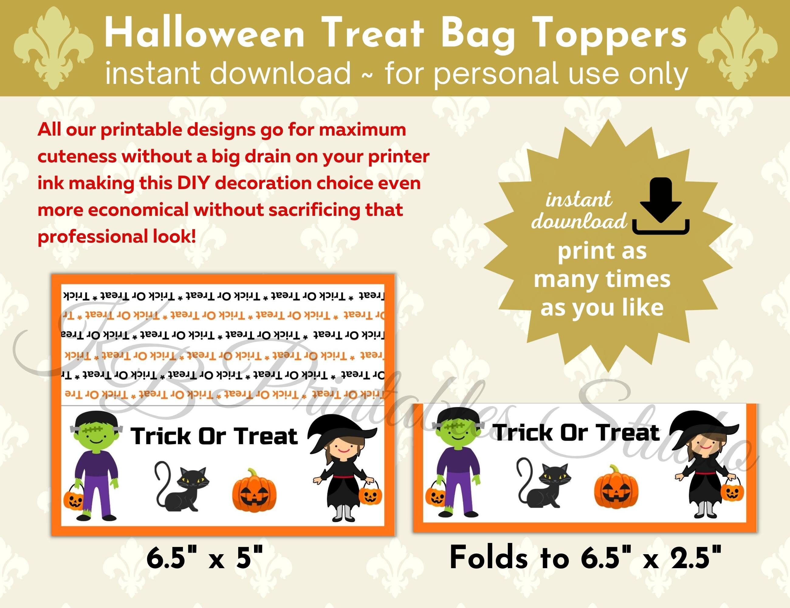 Printable Treat Bag Topper, Halloween Treat Bags, Trick or Treat Bag ...