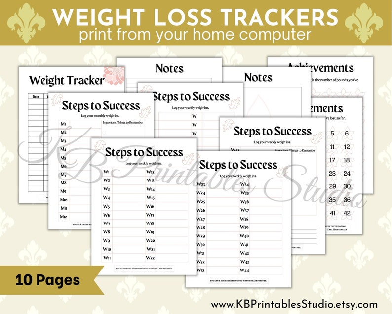 Printable Weight Loss Tracker, Self Care Planner (PDF) - Etsy