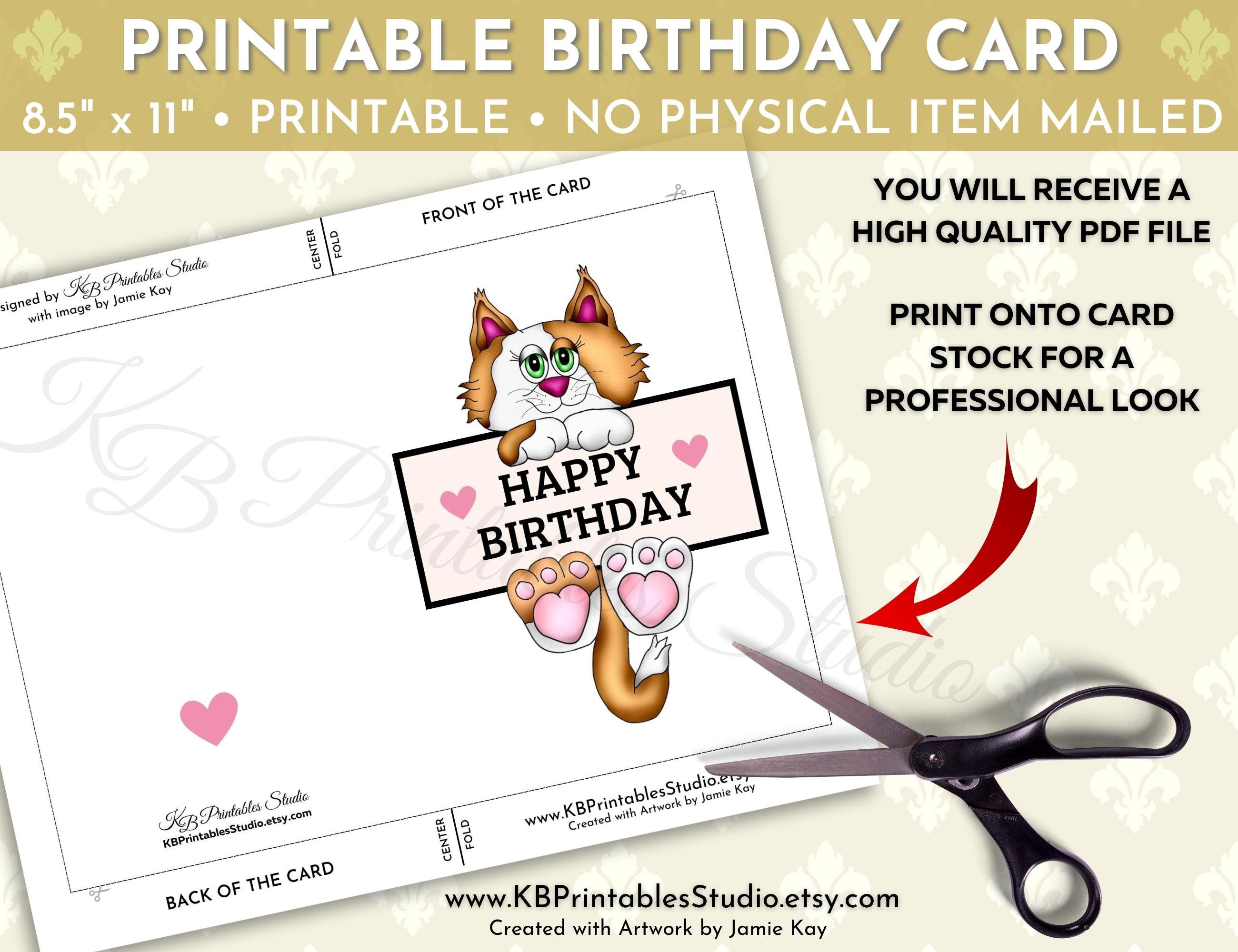 Printable Cat Lover Birthday Card Cute Birthday Card - Etsy