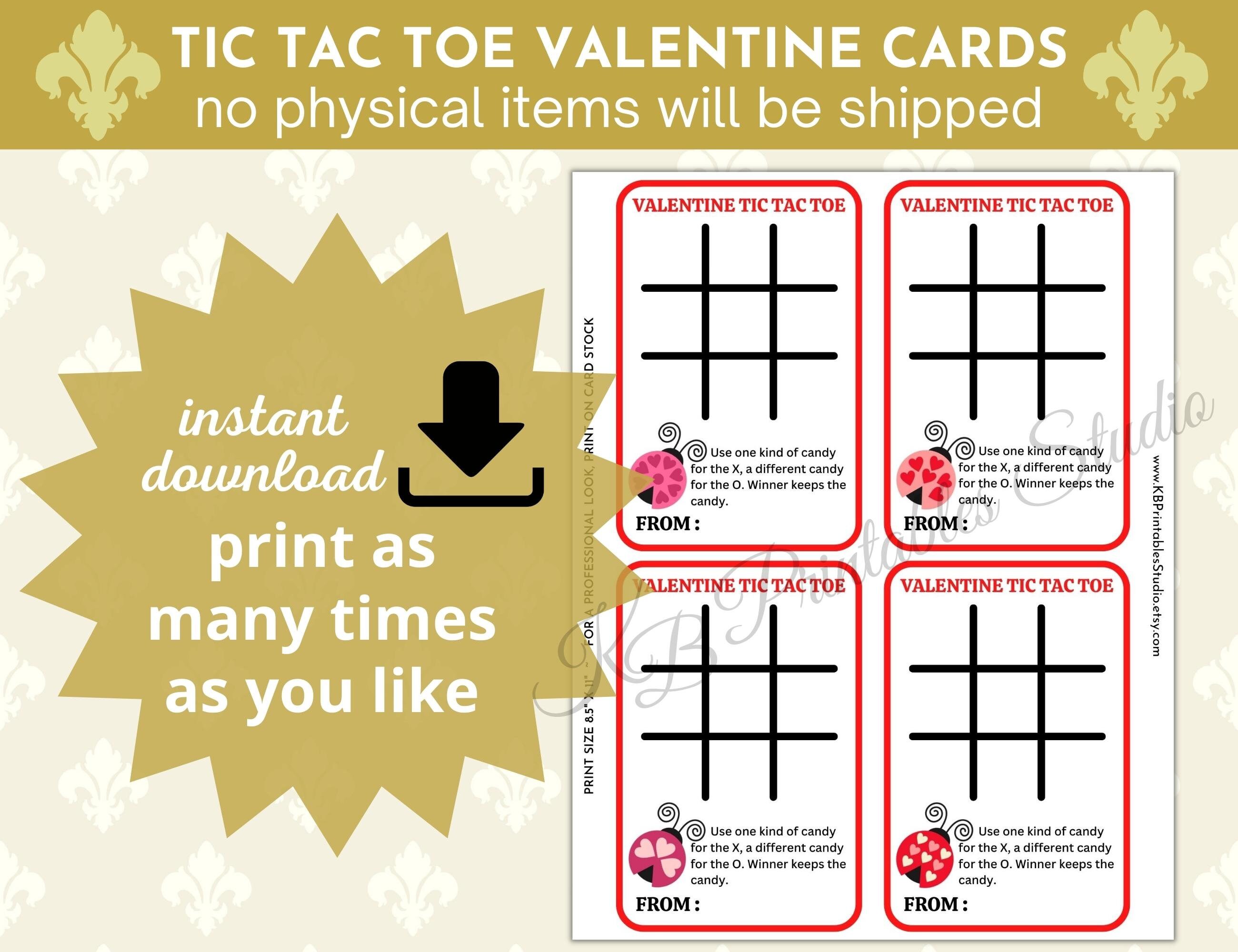 Tic Tac Toe Valentine Cards, Printable Kids Activity (PDF) - Etsy